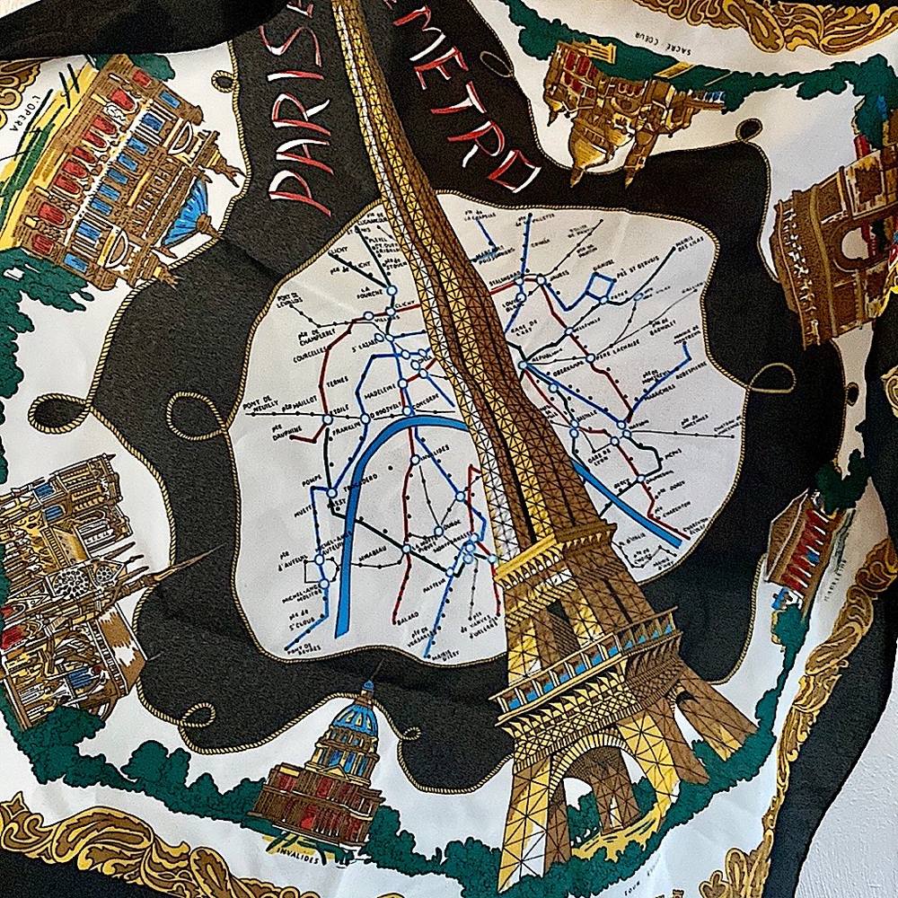 Vintage Paris Scarf Eiffel Tower Map Oversized Scarf … - Gem